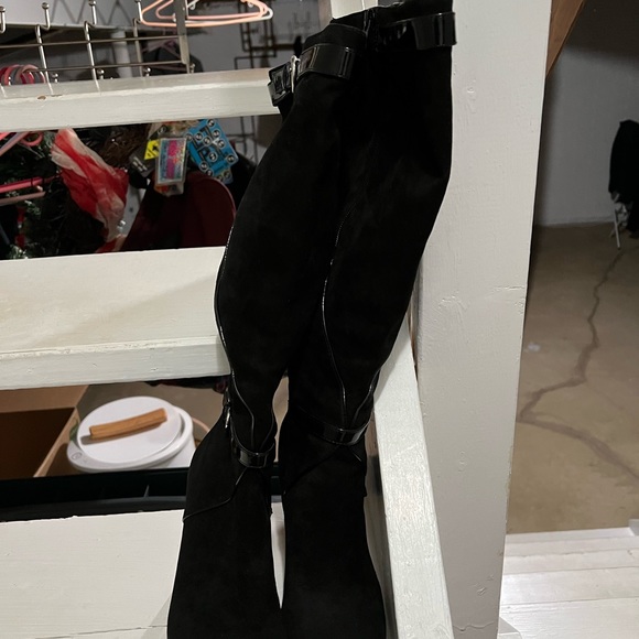 Shoes | Black Suede D High Heeled Desss Boots | Poshmark